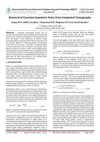 IRJET- Removal of Gaussian Impulsive Noise from Computed Tomography | PDF