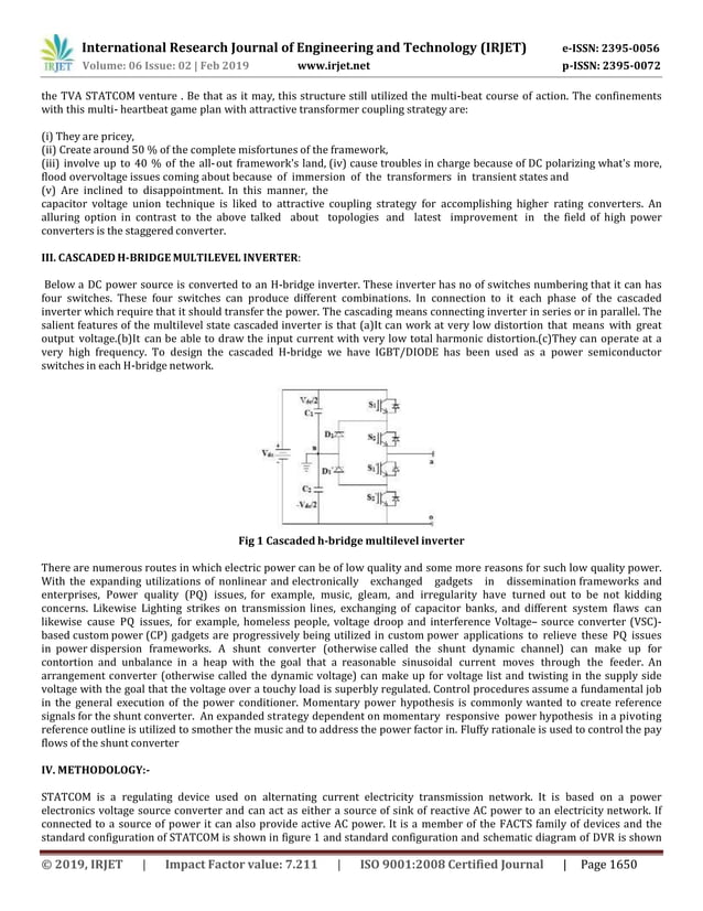 IRJET- Designing and Simulation of Multilevel STATCOM on Cascaded Topology | PDF