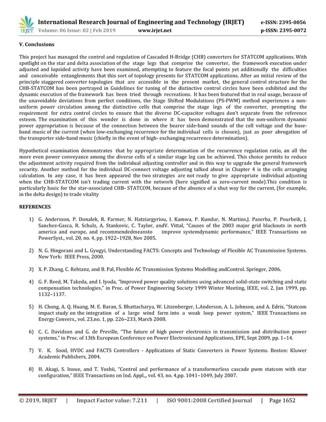 IRJET- Designing and Simulation of Multilevel STATCOM on Cascaded Topology | PDF