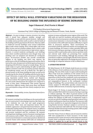IRJET- Effect of Infill Wall Stiffness Variations on the Behaviour of RC Building under the ...