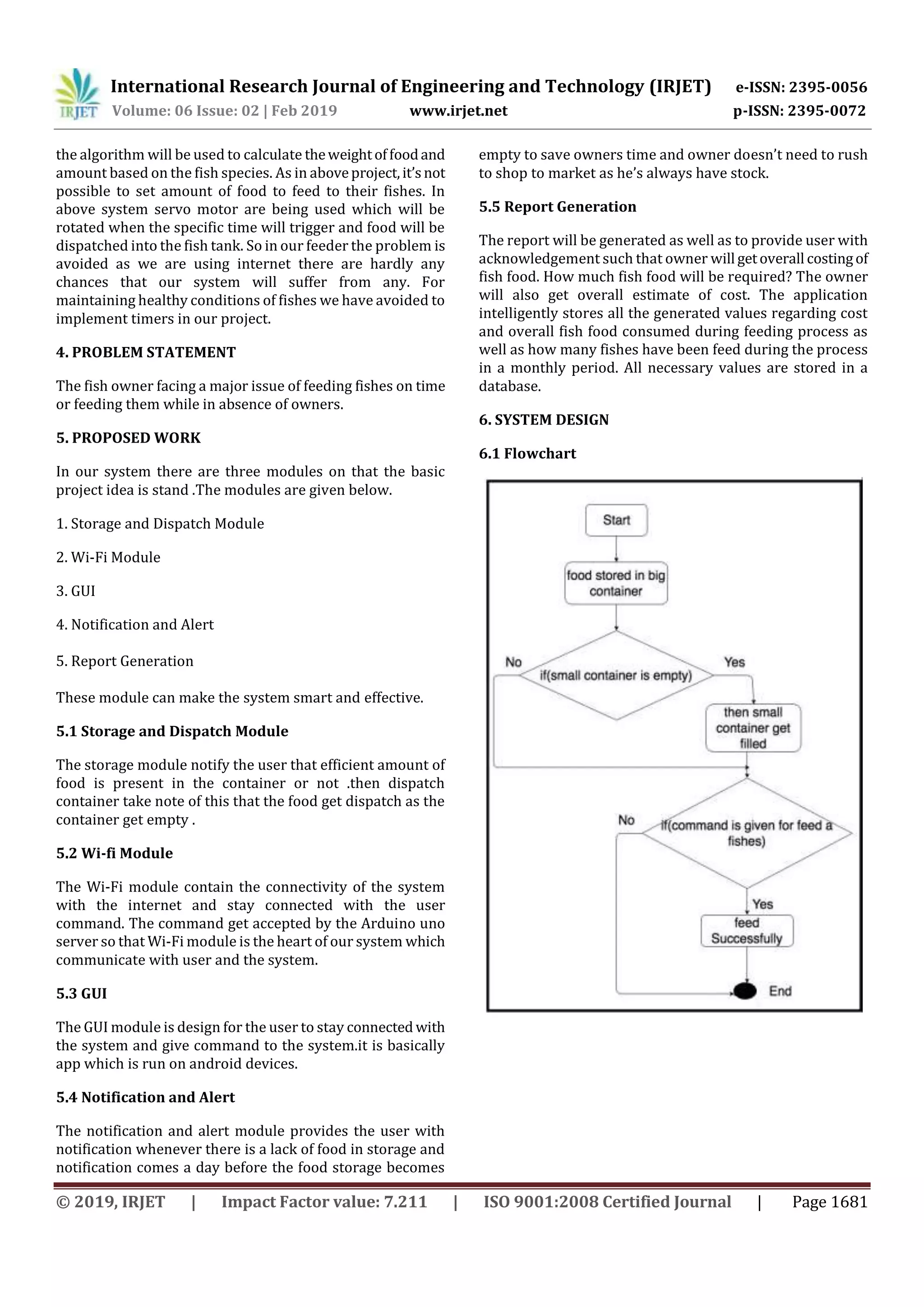 IRJET- Fish Feeder using Internet of Things | PDF