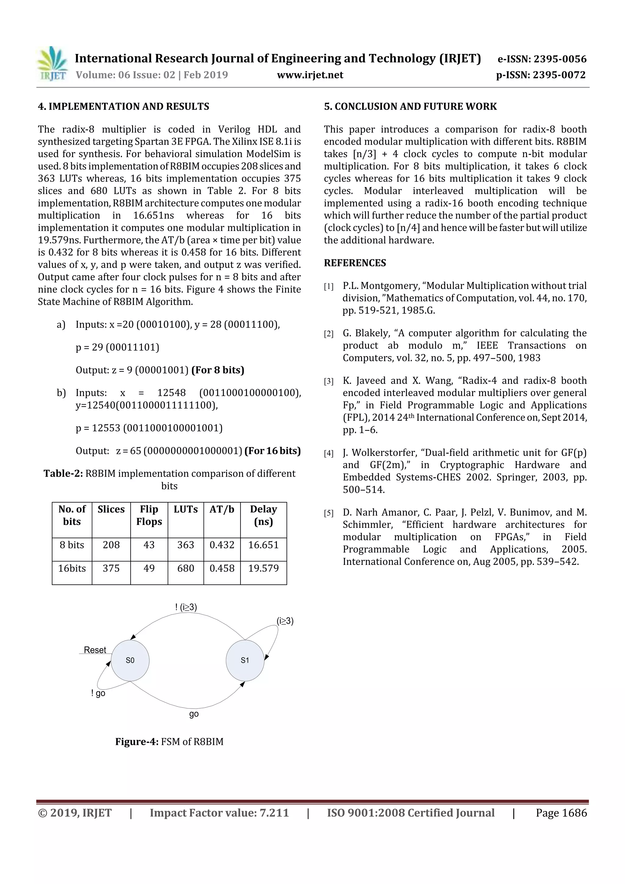 IRJET- Radix 8 Booth Encoded Interleaved Modular Multiplication | PDF