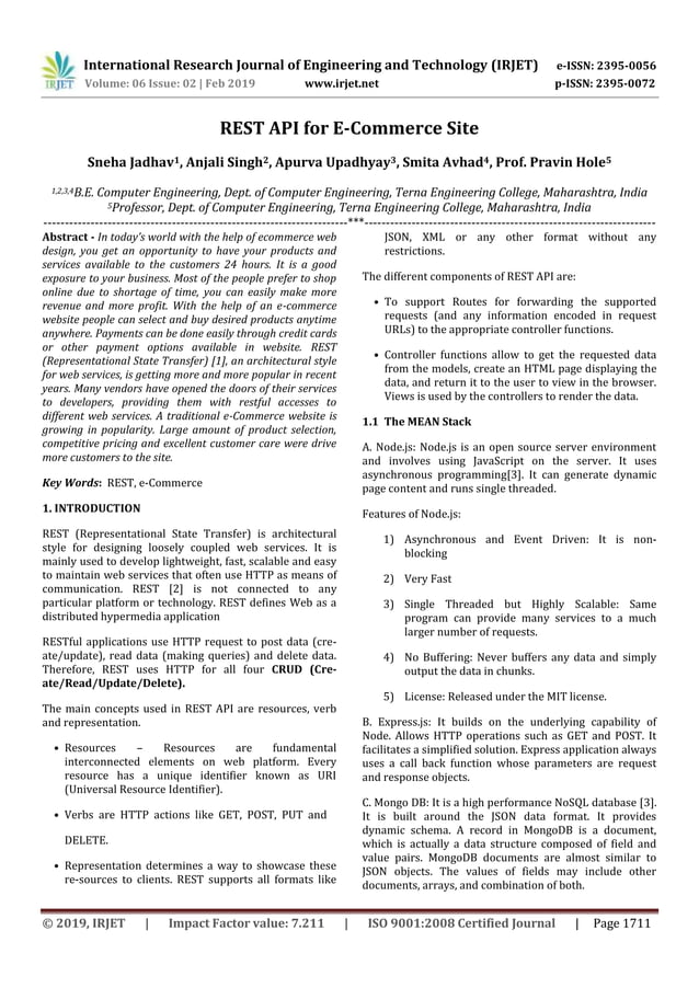 IRJET- Rest API for E-Commerce Site | PDF