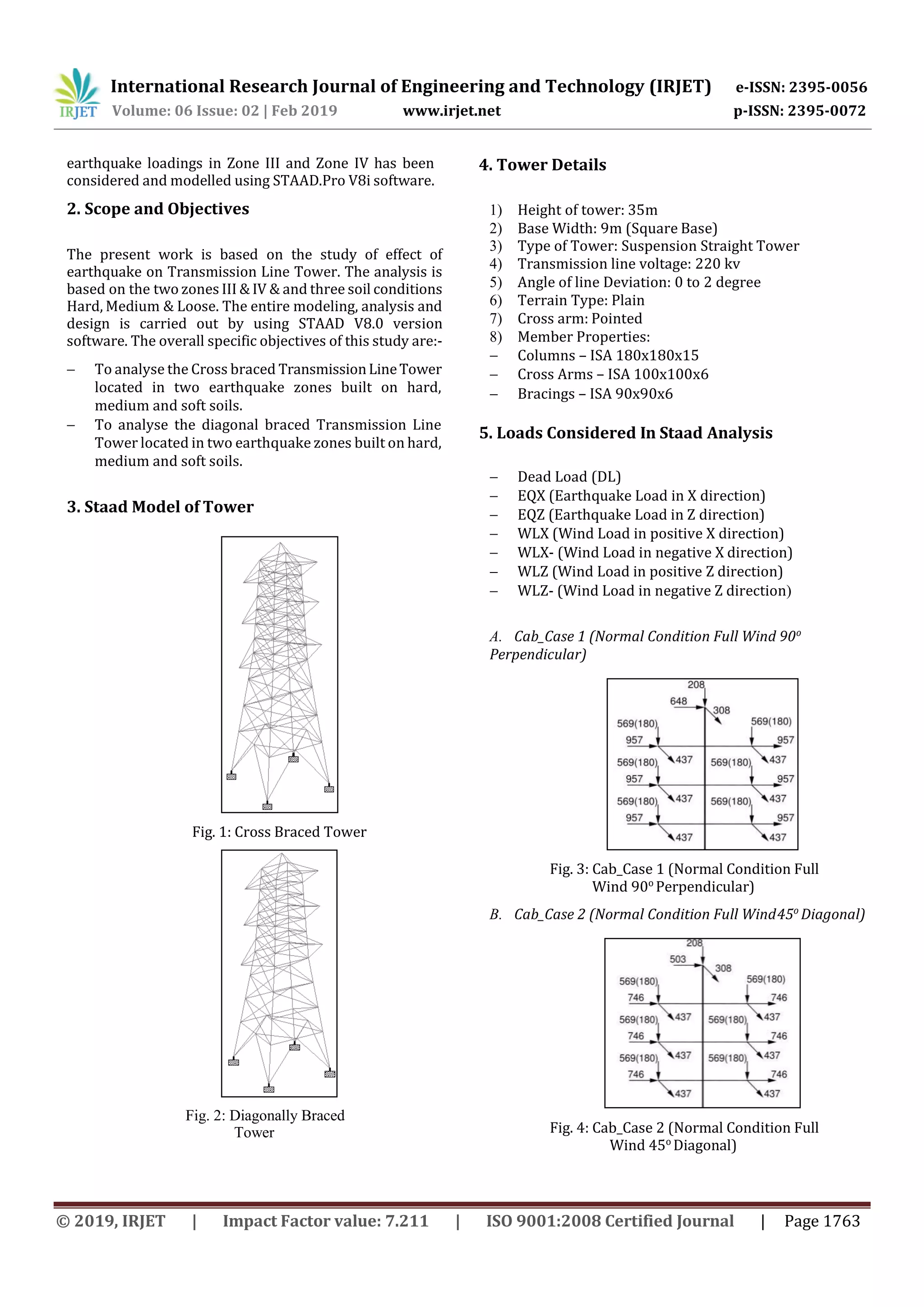 IRJET- Seismic Forces on Transmission Line Tower | PDF