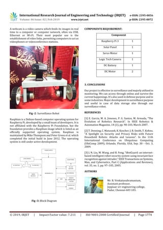 IRJET- Surveillance Robot based on Raspberry Pi-3 | PDF