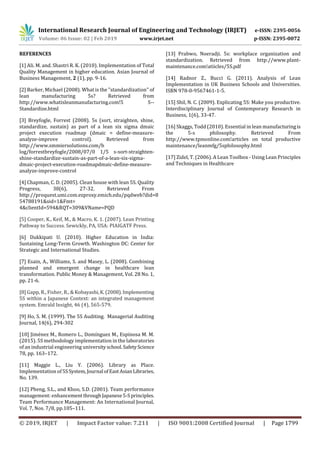IRJET- Implementation of 5S Methodology in Higher Education Institute | PDF
