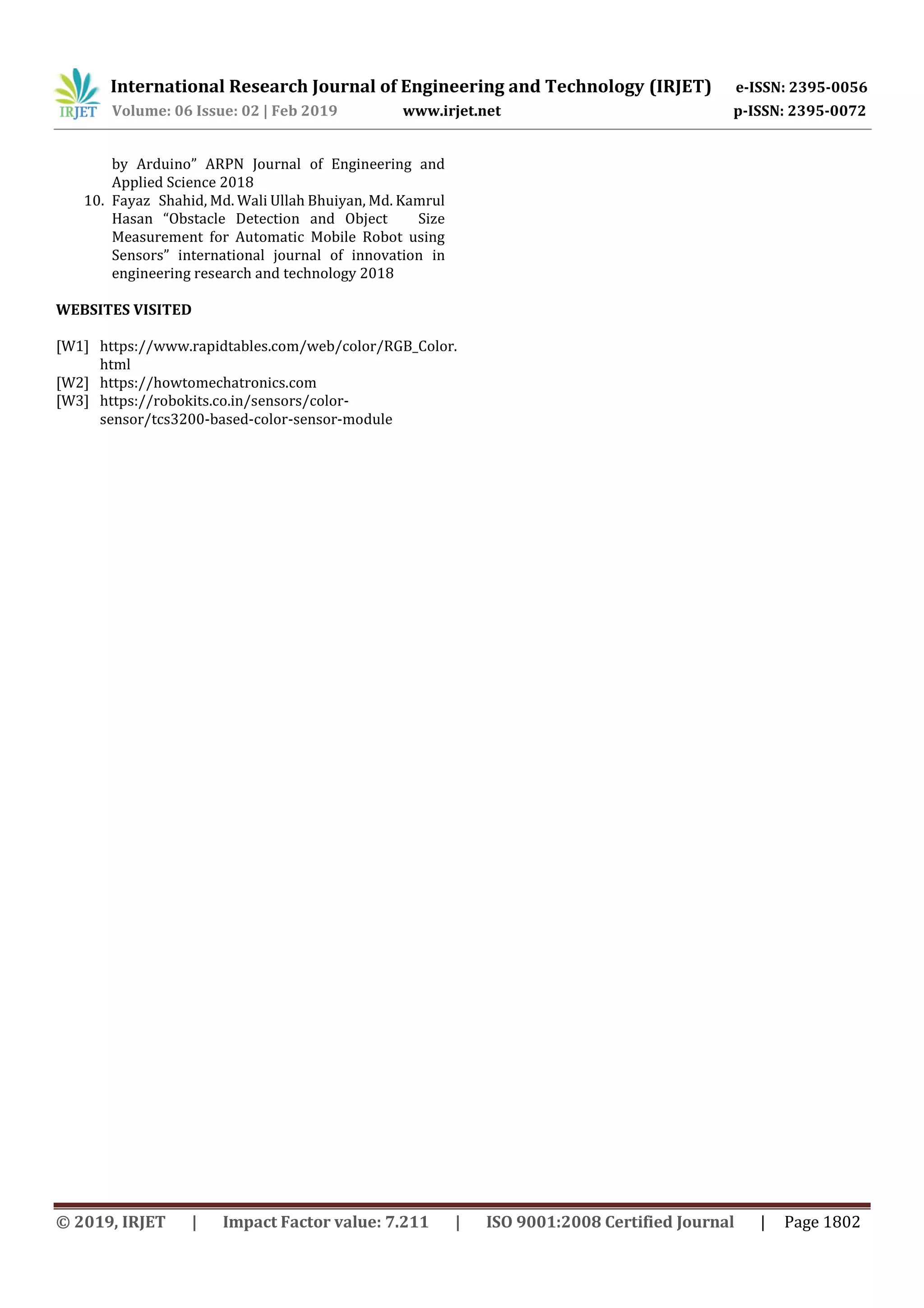 Irjet Oranges Sorting Using Arduino Microcontroller Pdf Computer Peripherals Computing