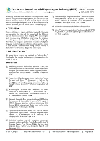 IRJET- Tamil Speech to Indian Sign Language using CMUSphinx Language Models | PDF | Ear, Nose ...