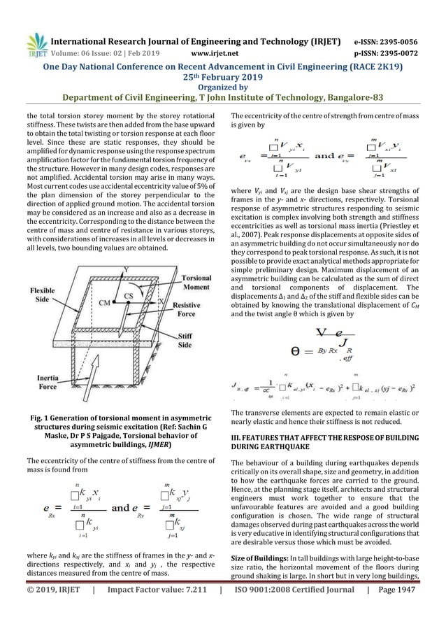 IRJET- Seismic Effects on Irregular Buildings- State of the Art | PDF