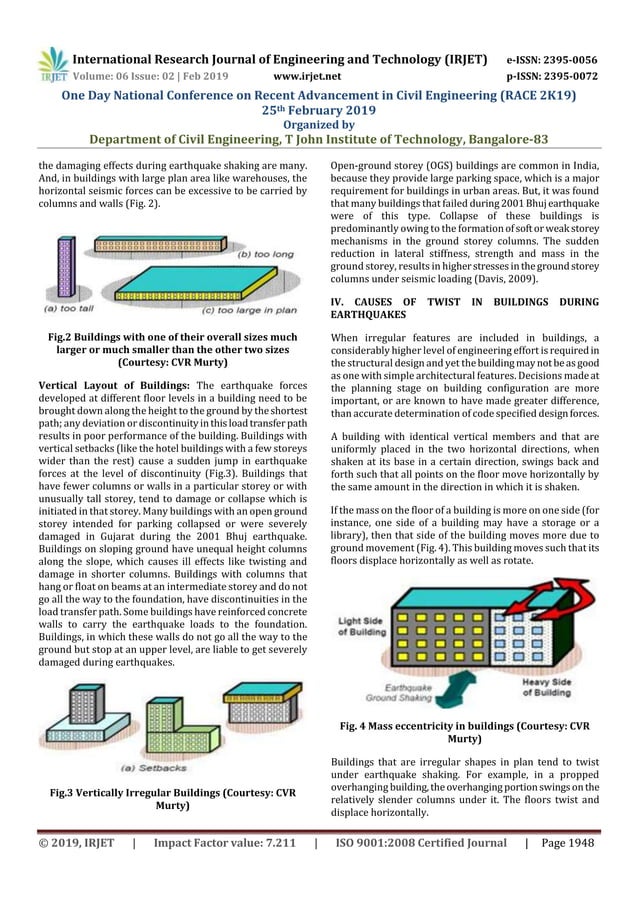 IRJET- Seismic Effects on Irregular Buildings- State of the Art | PDF