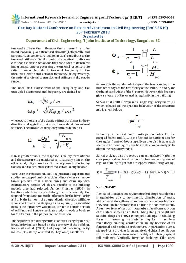 IRJET- Seismic Effects on Irregular Buildings- State of the Art | PDF