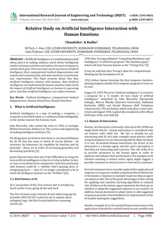 IRJET- Relative Study on Artificial Intelligence Interaction with Human ...