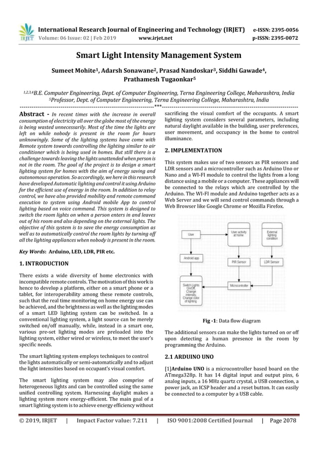 IRJET- Smart Light Intensity Management System | PDF