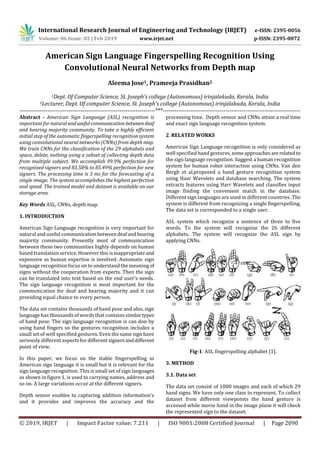 IRJET- American Sign Language Fingerspelling Recognition using Convolutional Neural Networks ...