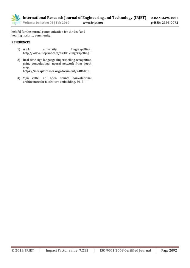 IRJET- American Sign Language Fingerspelling Recognition using ...