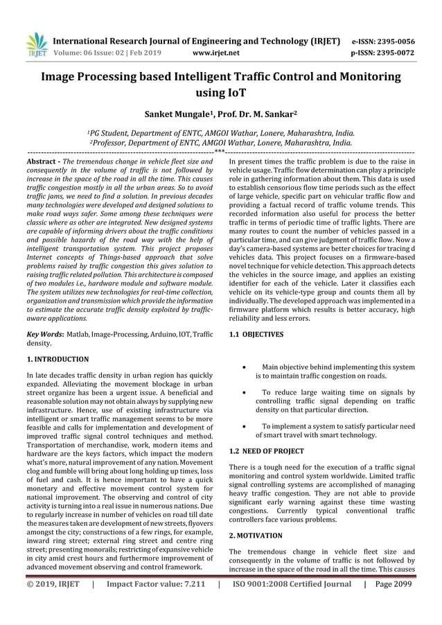 Irjet Image Processing Based Intelligent Traffic Control And Monitoring Using Iot Pdf 8332