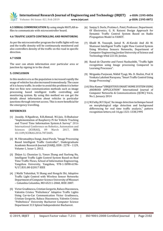 IRJET- Image Processing based Intelligent Traffic Control and Monitoring using IoT | PDF
