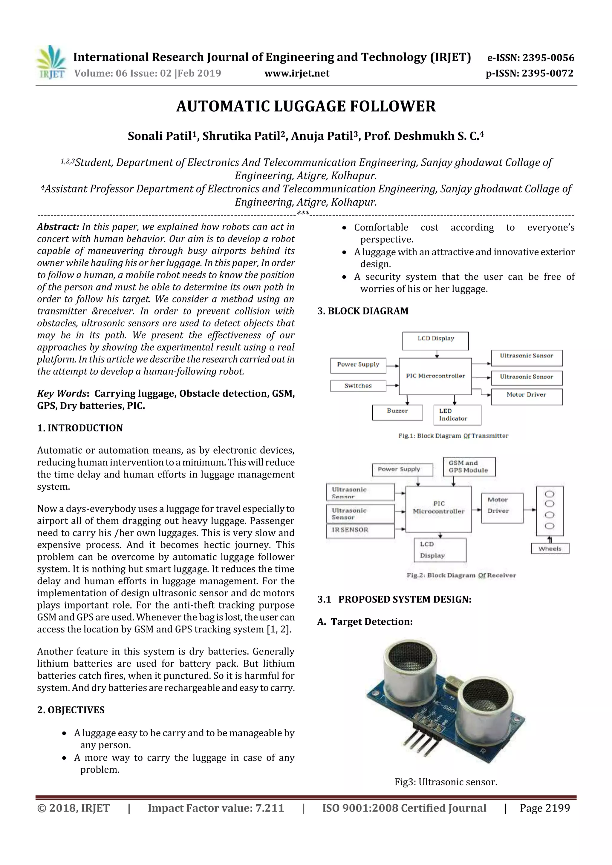 IRJET- Automatic Luggage Follower | PDF