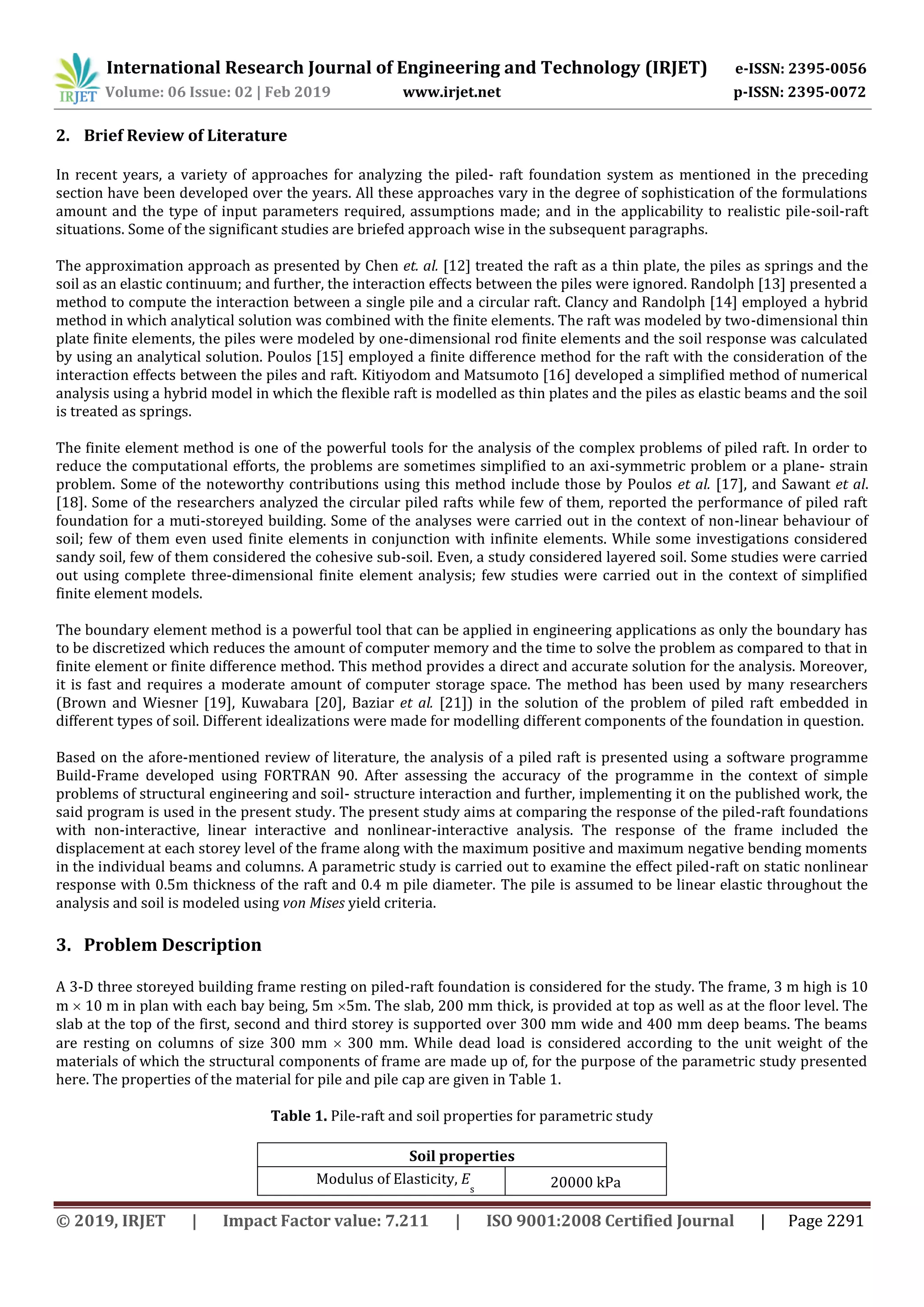 IRJET- Effect of Soil- Structure Interaction on Response of Building Frame wit Piled-raft ...