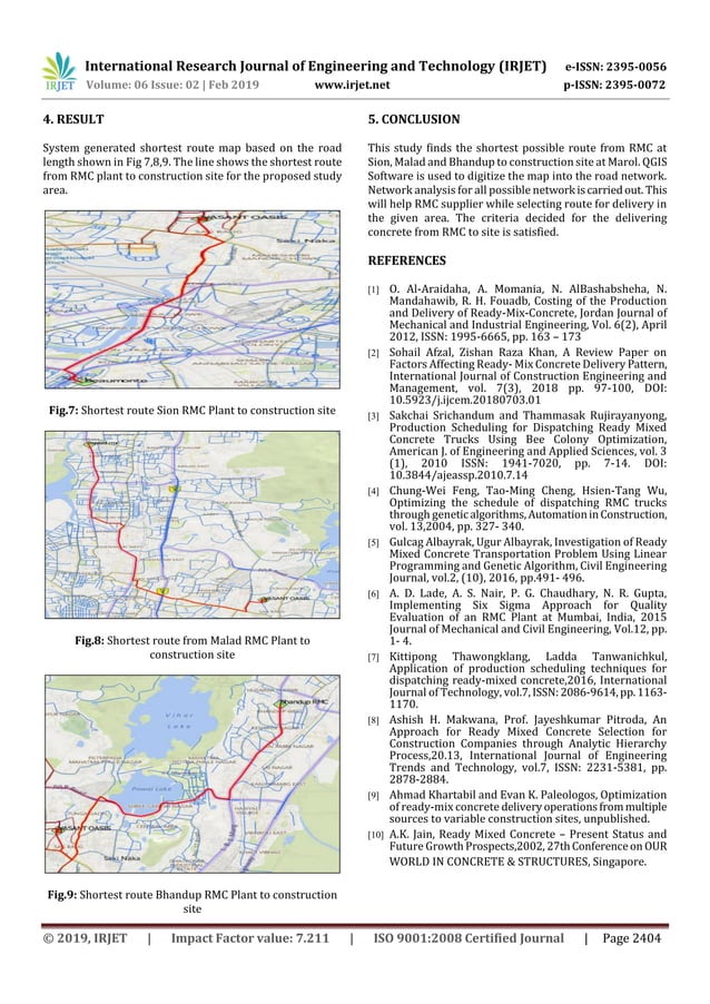 IRJET- Best Feasible Transportation Route Analysis for Delivering Ready Mixed Concrete (RMC) - A ...
