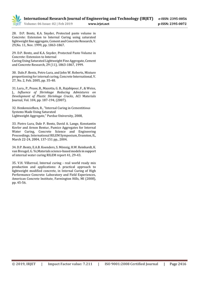 IRJET- Utilizing Porous Light Weight Aggregates for Self-Curing ...