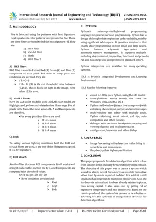 IRJET- Review on Image Processing based Fire Detetion using Raspberry ...