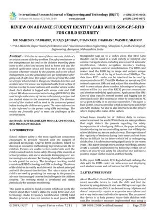 IRJET- Review on Advance Student Identity Card with GSM-GPS-RFID for ...