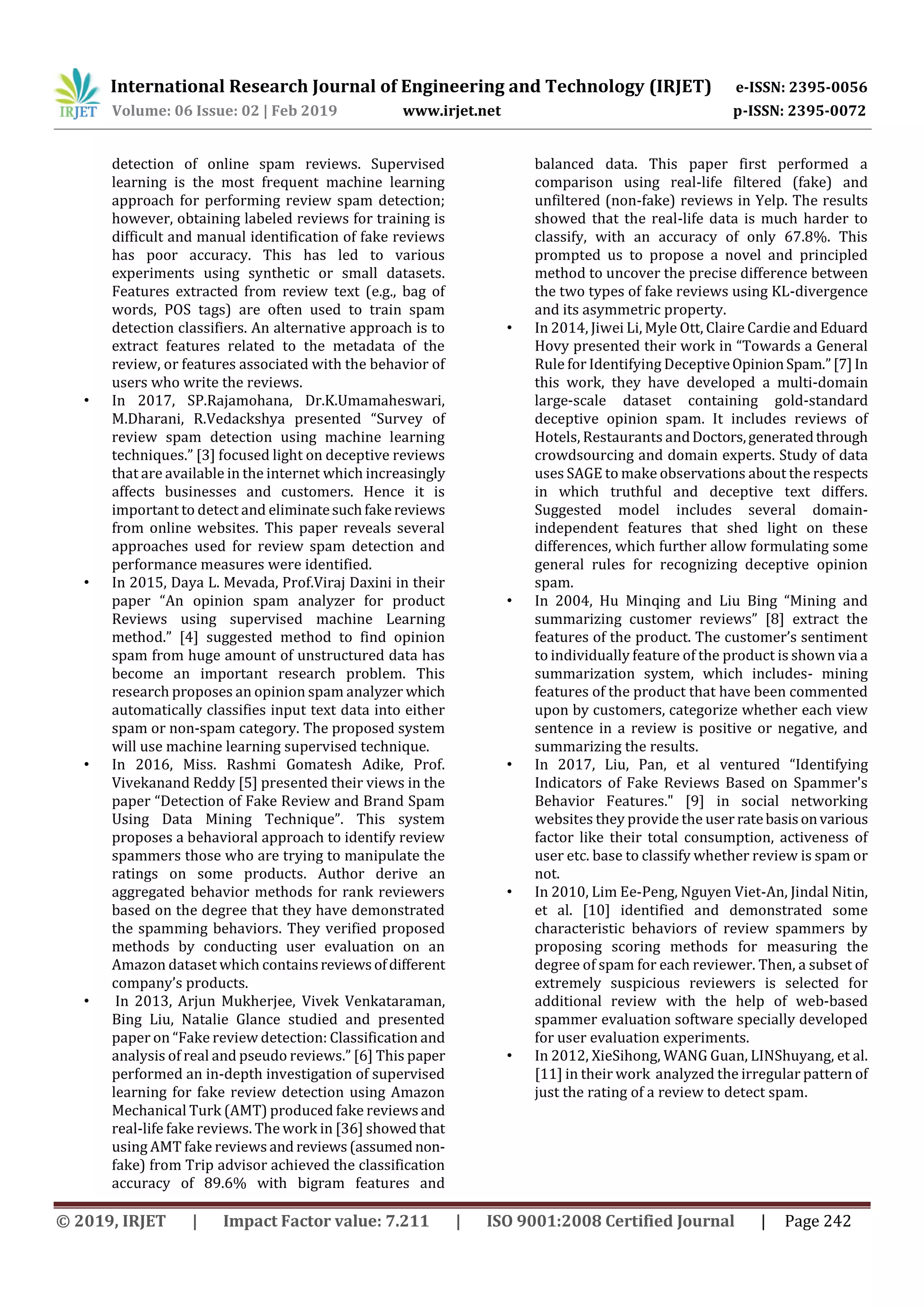 IRJET- Enhancing NLP Techniques for Fake Review Detection | PDF