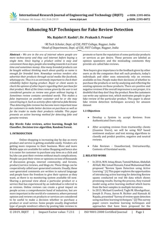 IRJET- Enhancing NLP Techniques for Fake Review Detection | PDF