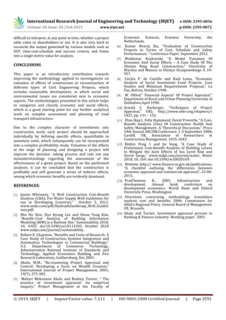 IRJET- Project Economic Appraisal Techniques in Construction Industry ...