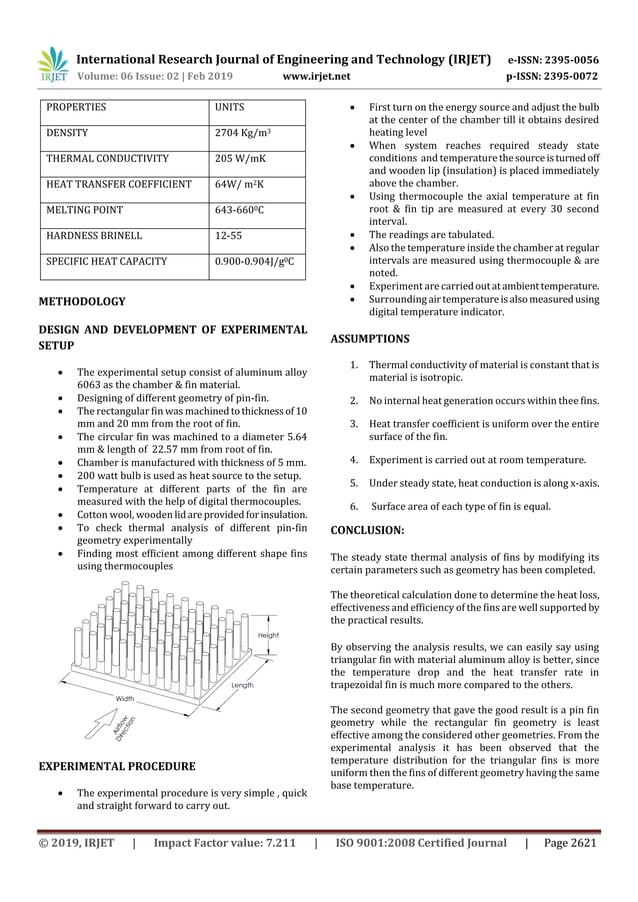 IRJET- Experimental Analysis to Investigate the Thermal Performance of different Types of Fin ...