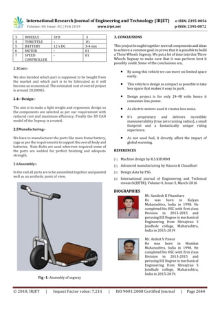 IRJET- Battery Operated Three Wheel Segway | PDF