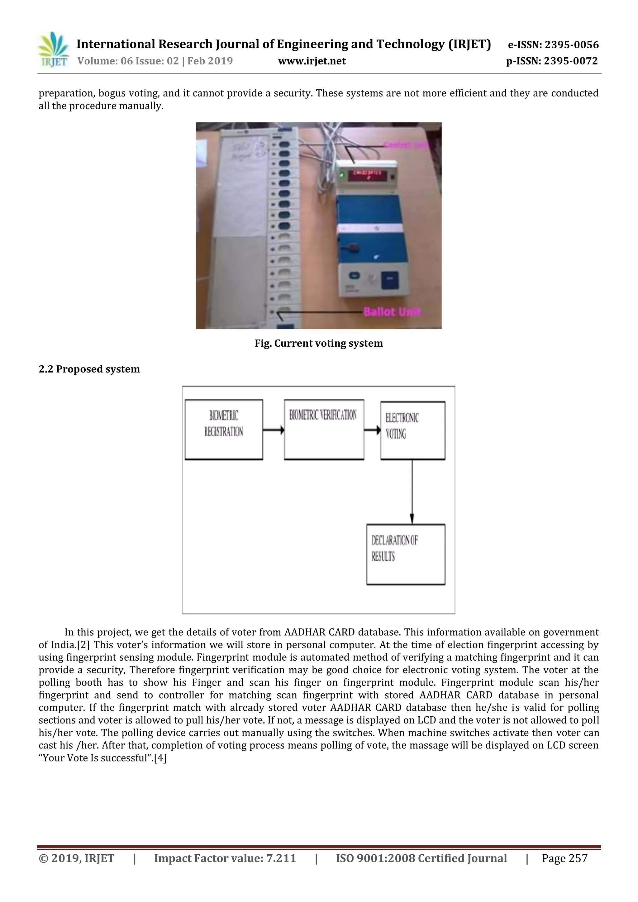 IRJET- Biometric Voting Machine using Aadhar Authentication | PDF