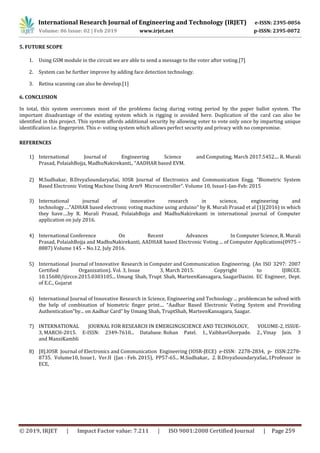 IRJET- Biometric Voting Machine using Aadhar Authentication | PDF