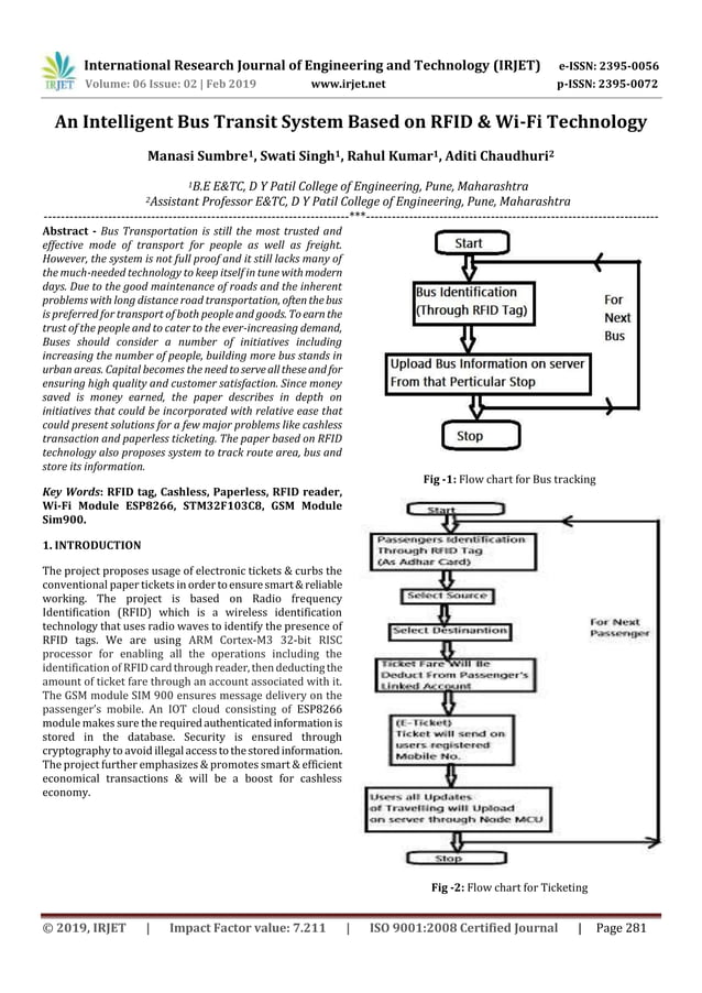 IRJET- An Intelligent Bus Transit System based on RFID & Wi-Fi Technology | PDF