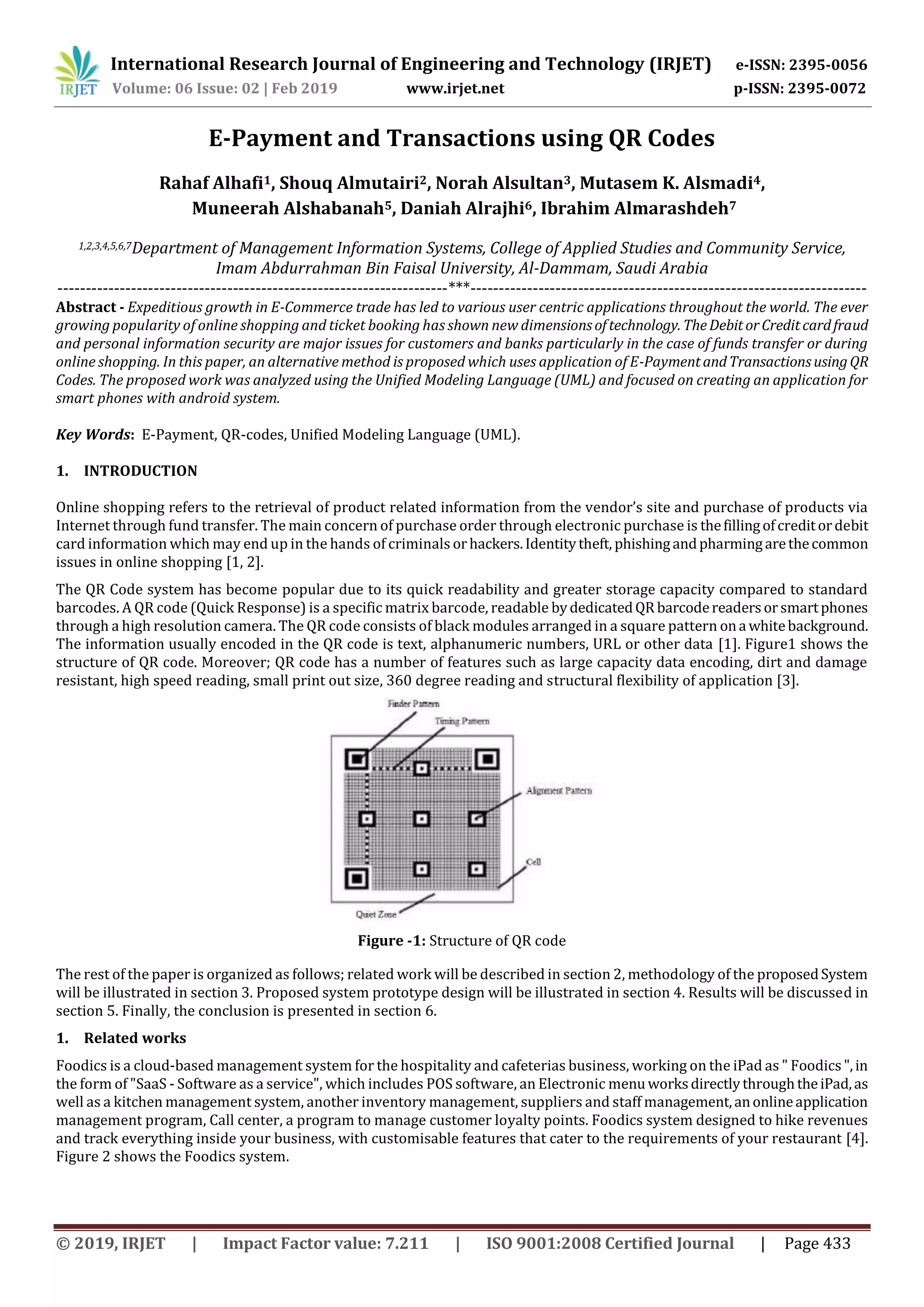 IRJET- E-Payment and Transactions using QR Codes | PDF