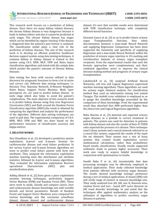 IRJET- Comparison of Feature Selection Methods for Chronic Kidney Data Set using Data Mining ...
