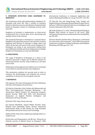 IRJET- Intrusion Detection using Raspberry Pi Honeypot (Snort) for Network Security | PDF