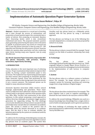 IRJET- Implementation of Automatic Question Paper Generator System | PDF