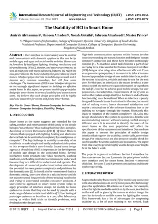 IRJET- The Usability of HCI in Smart Home | PDF