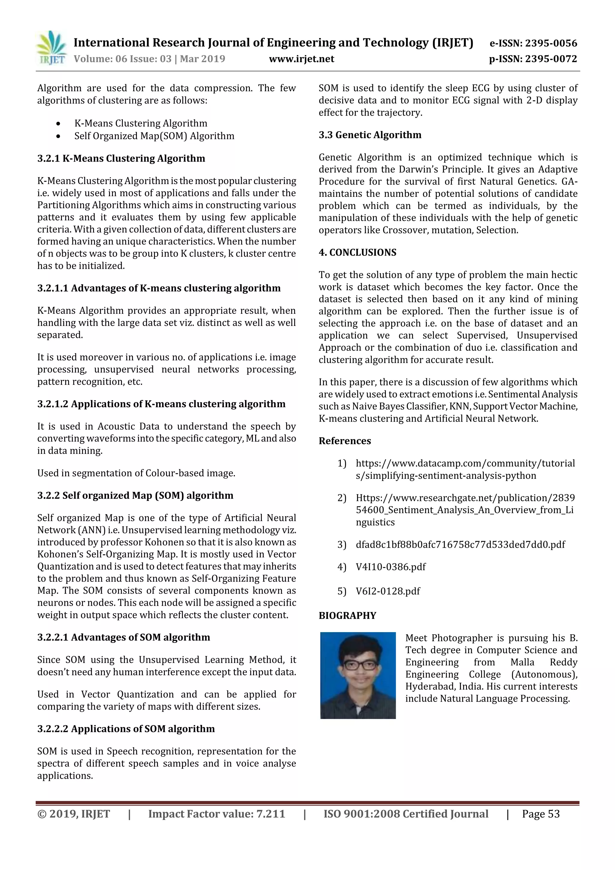 IRJET- Sentiment Analysis: Algorithmic and Opinion Mining Approach | PDF