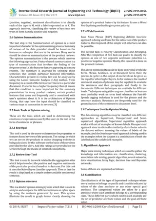 IRJET- Sentiment Analysis: Algorithmic and Opinion Mining Approach | PDF