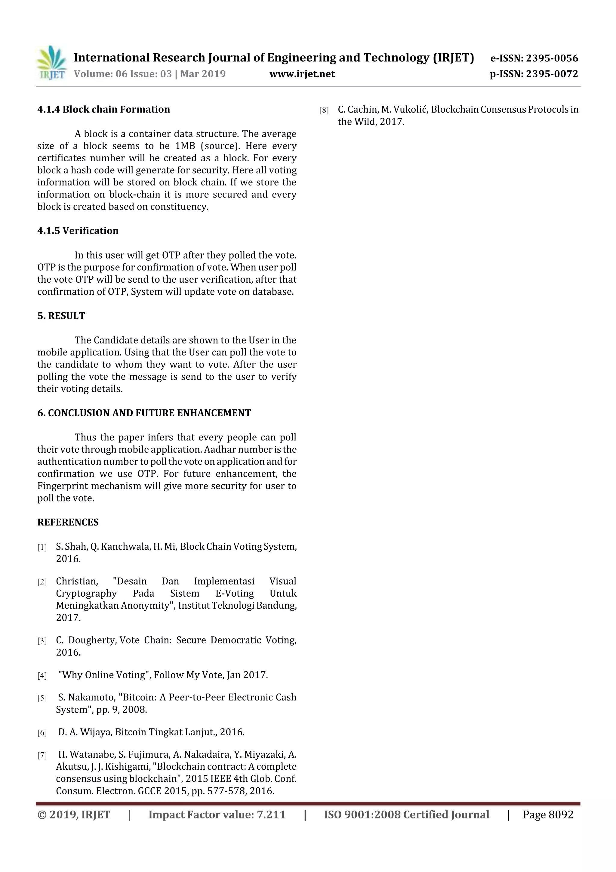 IRJET- Effctive In-House Voting and Implementation using Block-Chain Verification | PDF