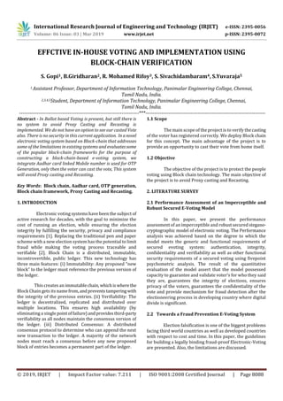 IRJET- Effctive In-House Voting and Implementation using Block-Chain Verification | PDF