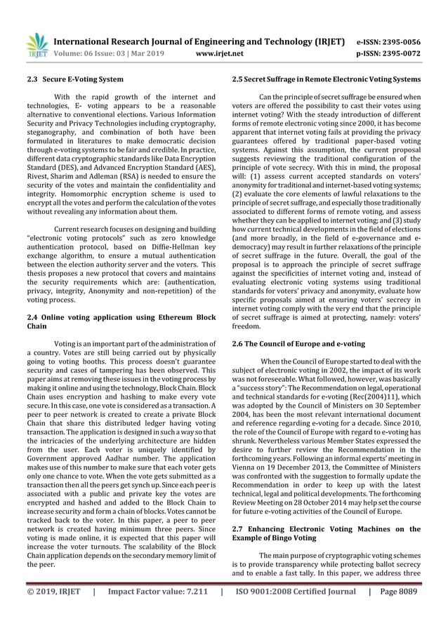 IRJET- Effctive In-House Voting and Implementation using Block-Chain Verification | PDF