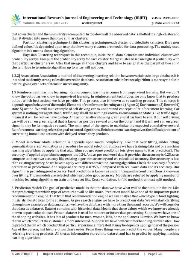 IRJET- Machine Learning: Survey, Types and Challenges | PDF | Email | Internet