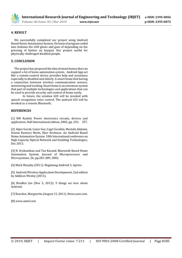 IRJET- Android based Home Automation using Bluetooth Technology | PDF