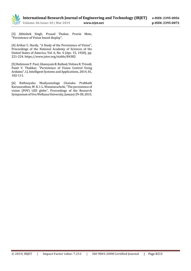 IRJET- Design Persistence of Vision Control using Arduino | PDF