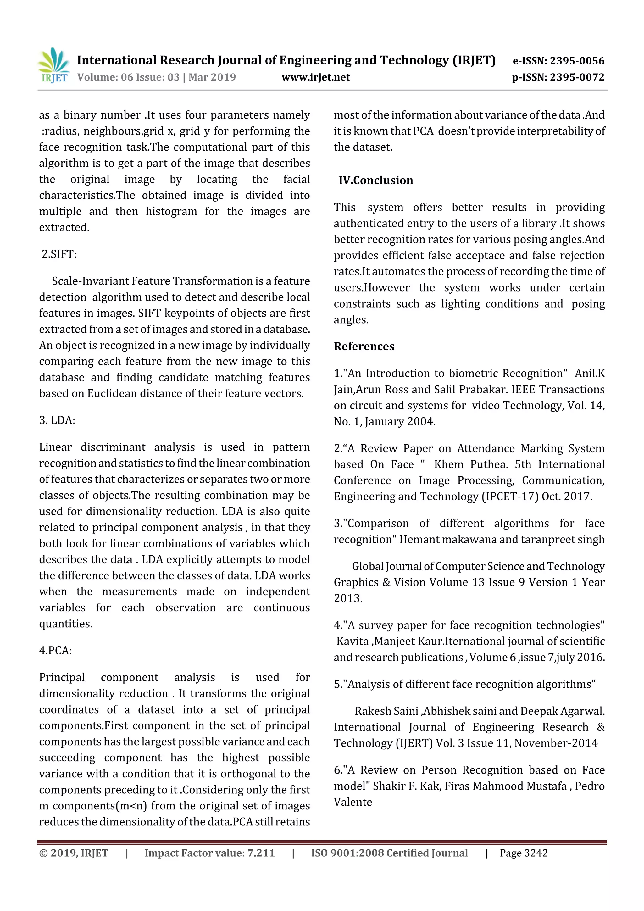 IRJET- Library Management System with Facial Biometric Authentication | PDF