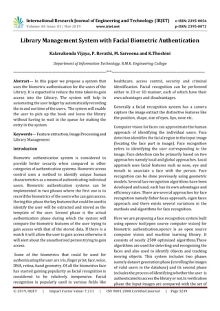 IRJET- Library Management System with Facial Biometric Authentication | PDF